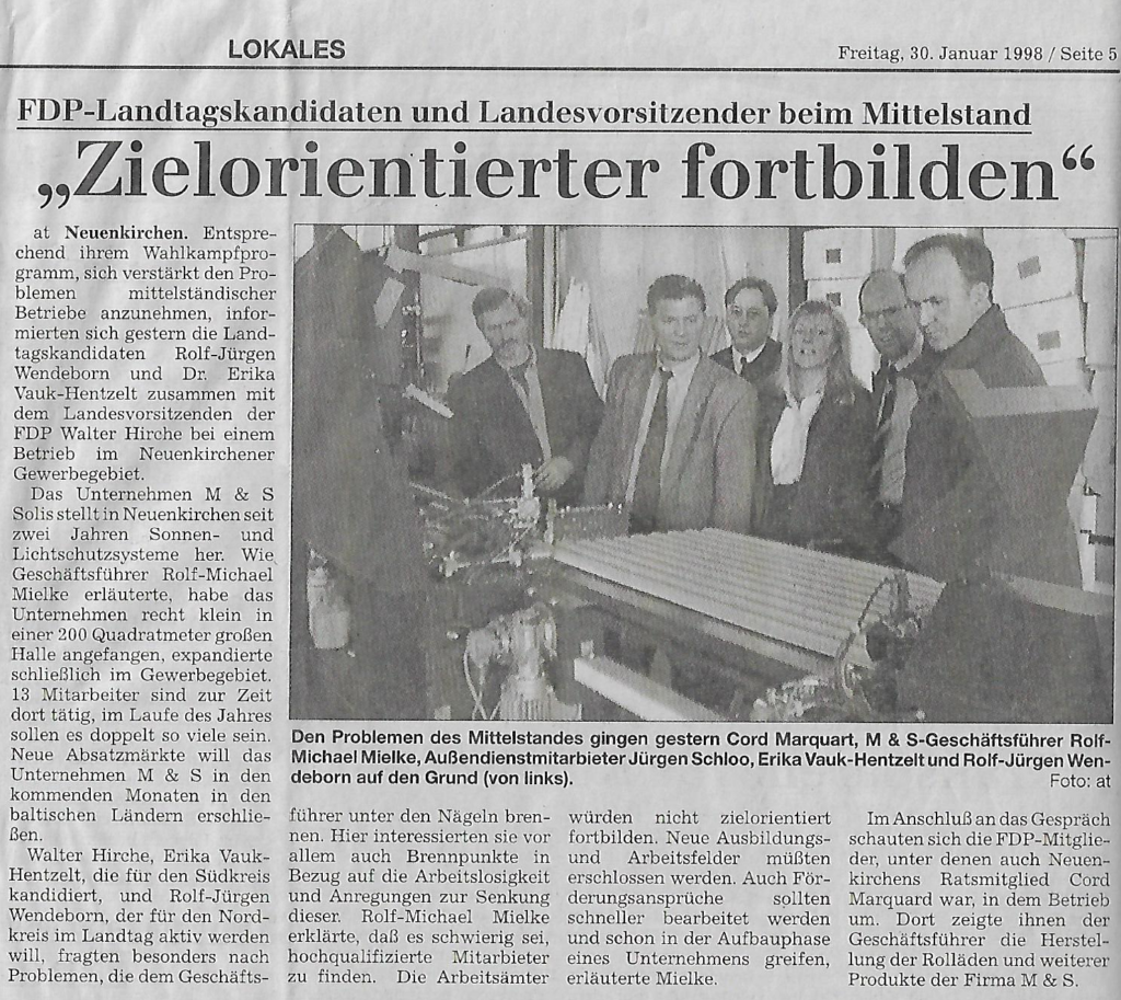 Chronik – M&S Solis GmbH